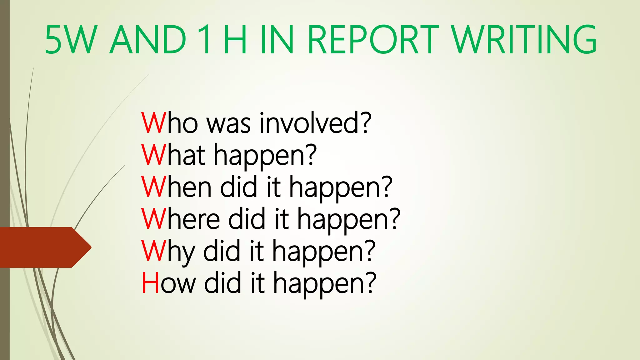 5W & 1H of report writing | PPTX