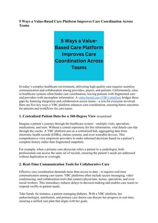 5 Ways a Value-Based Care Platform Improves Care Coordination Across ...
