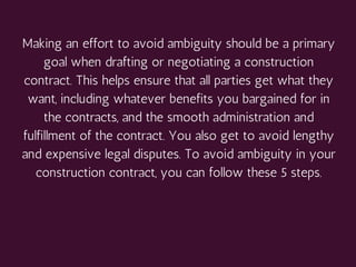 5 Ways to Avoid Ambiguity in Construction Contracts | PDF
