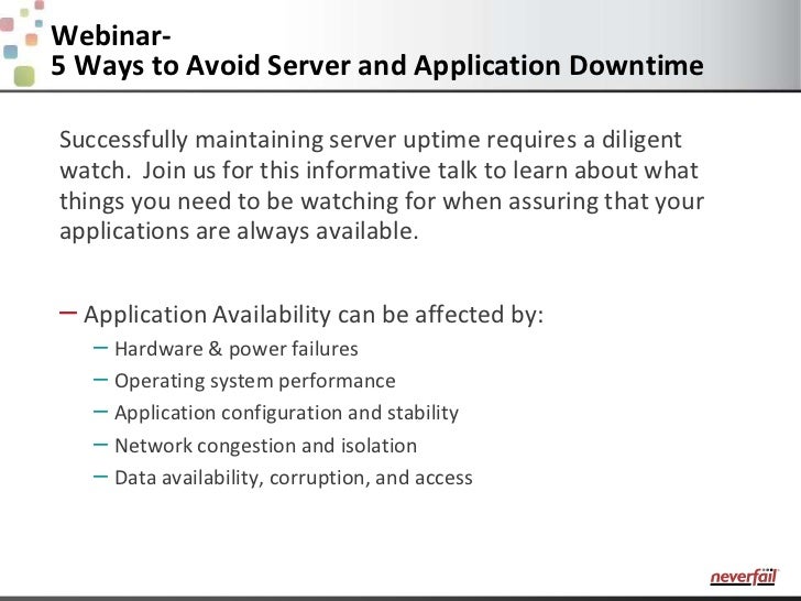 5 Ways to Avoid Server and Application Downtime 5 Ways to Avoid Server and Application Downtime