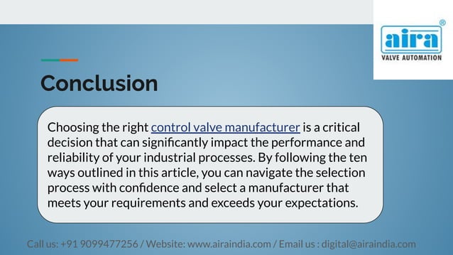 5 Ways to Choose the Right Control Valve Manufacturer | PPT