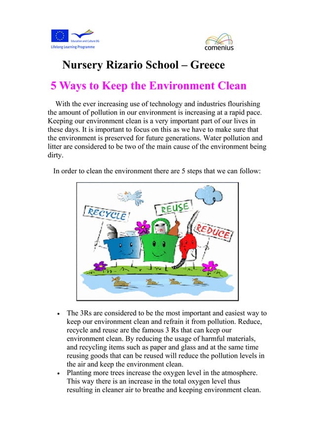 5 ways to keep the environment clean | DOC