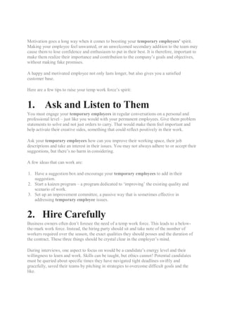 5 ways to motivate temporary employees paysquare | PDF