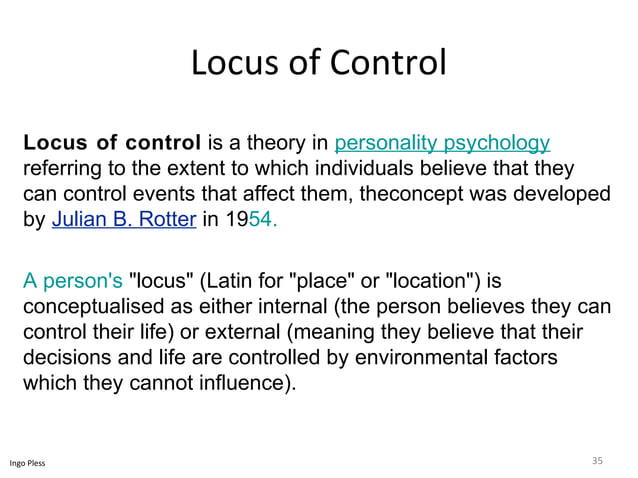 Wellbeing and Goals Ingo Pless | PPT