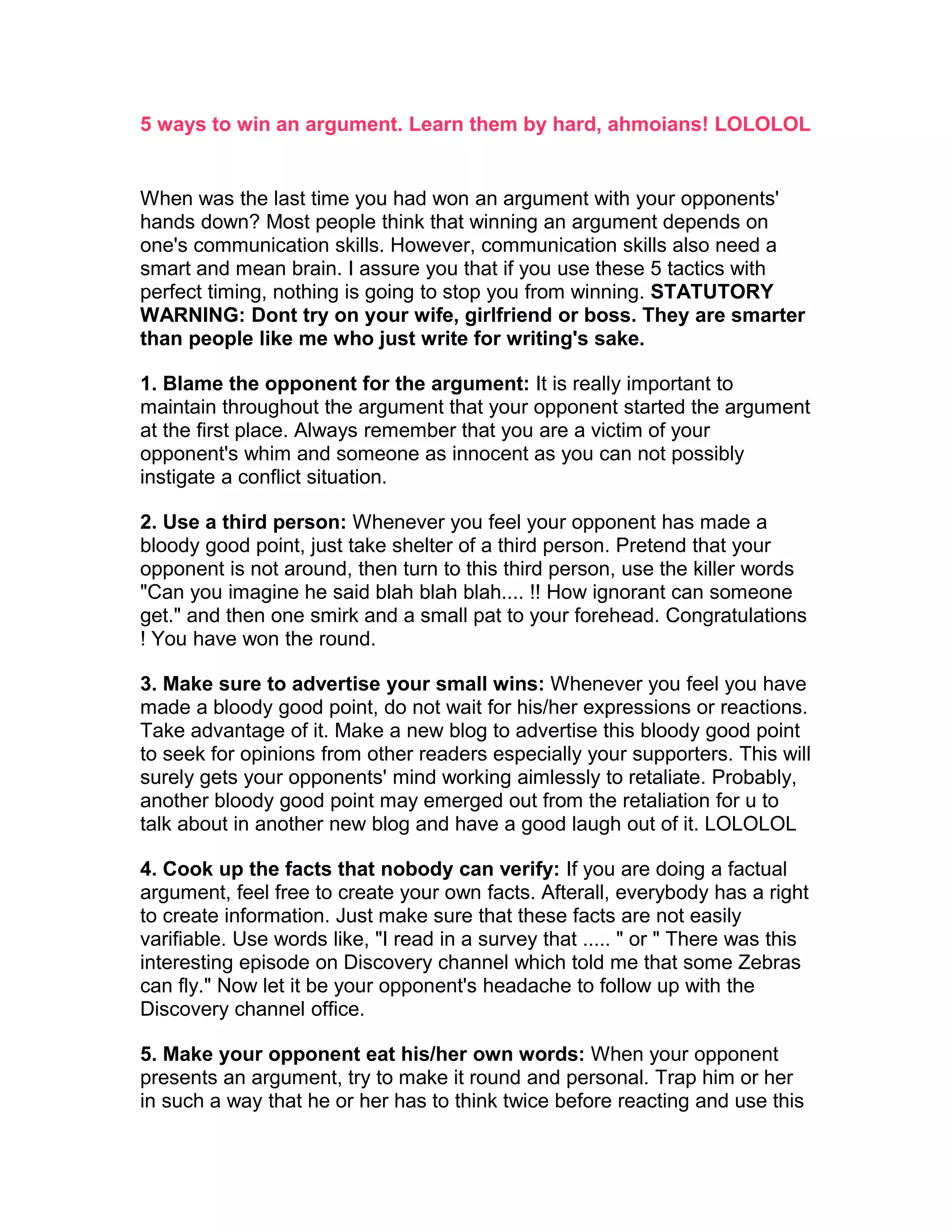 5 ways to win an argument | DOC