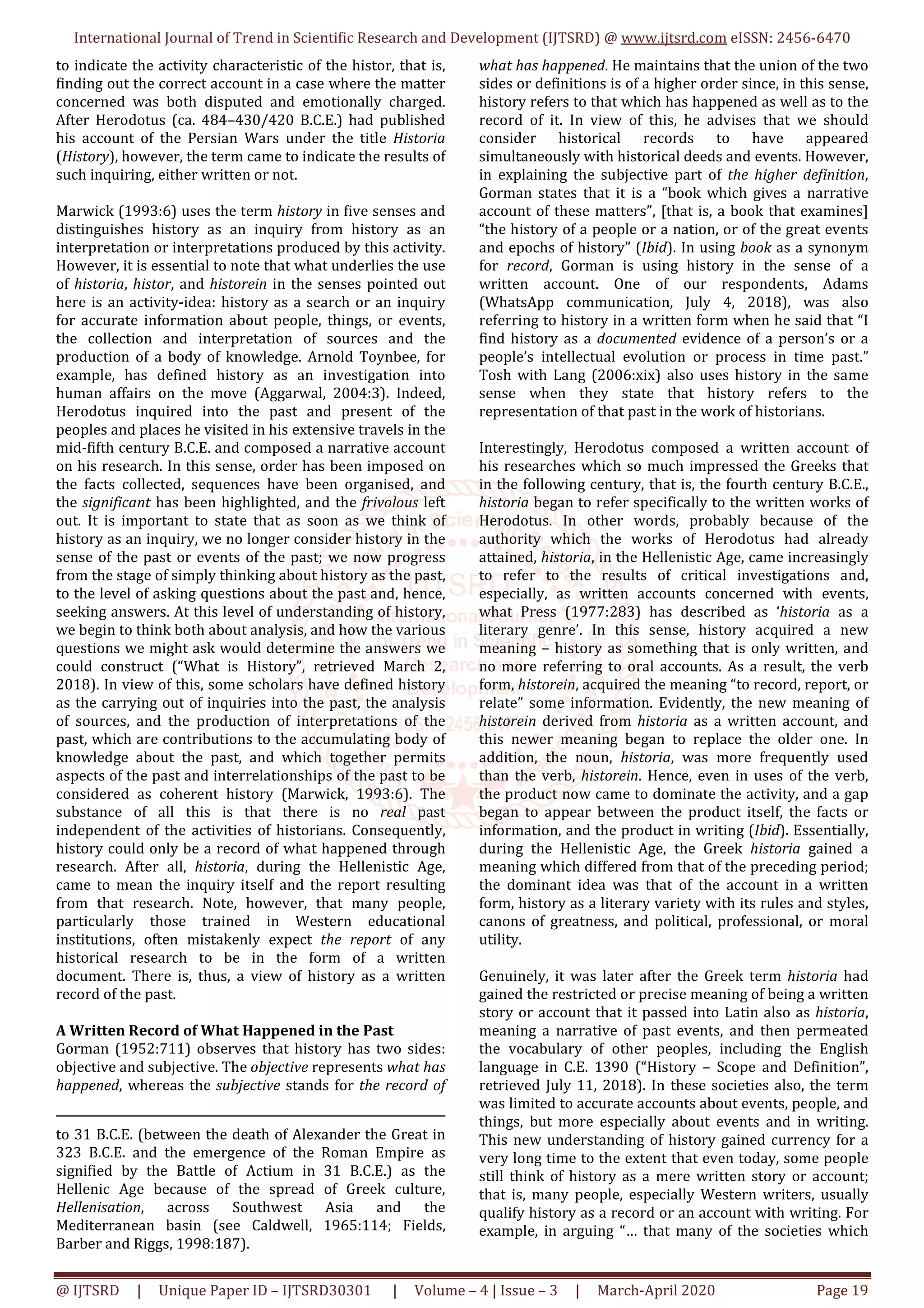 What is History The Science of the Past in Perspective | PDF