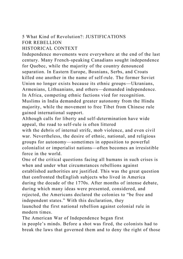 5 What Kind of Revolution JUSTIFICATIONS FOR REBELLIONHISTORIC.docx