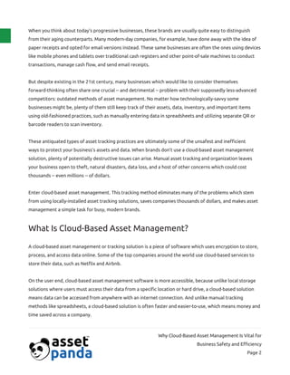 Why Cloud-Based Asset Management Is Vital for Business Safety and Efficiency | PDF