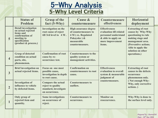 5 why criteria matrix | PPT | Business and Finance