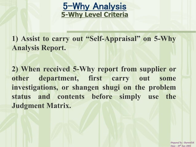 5 why criteria matrix | PPT | Business and Finance