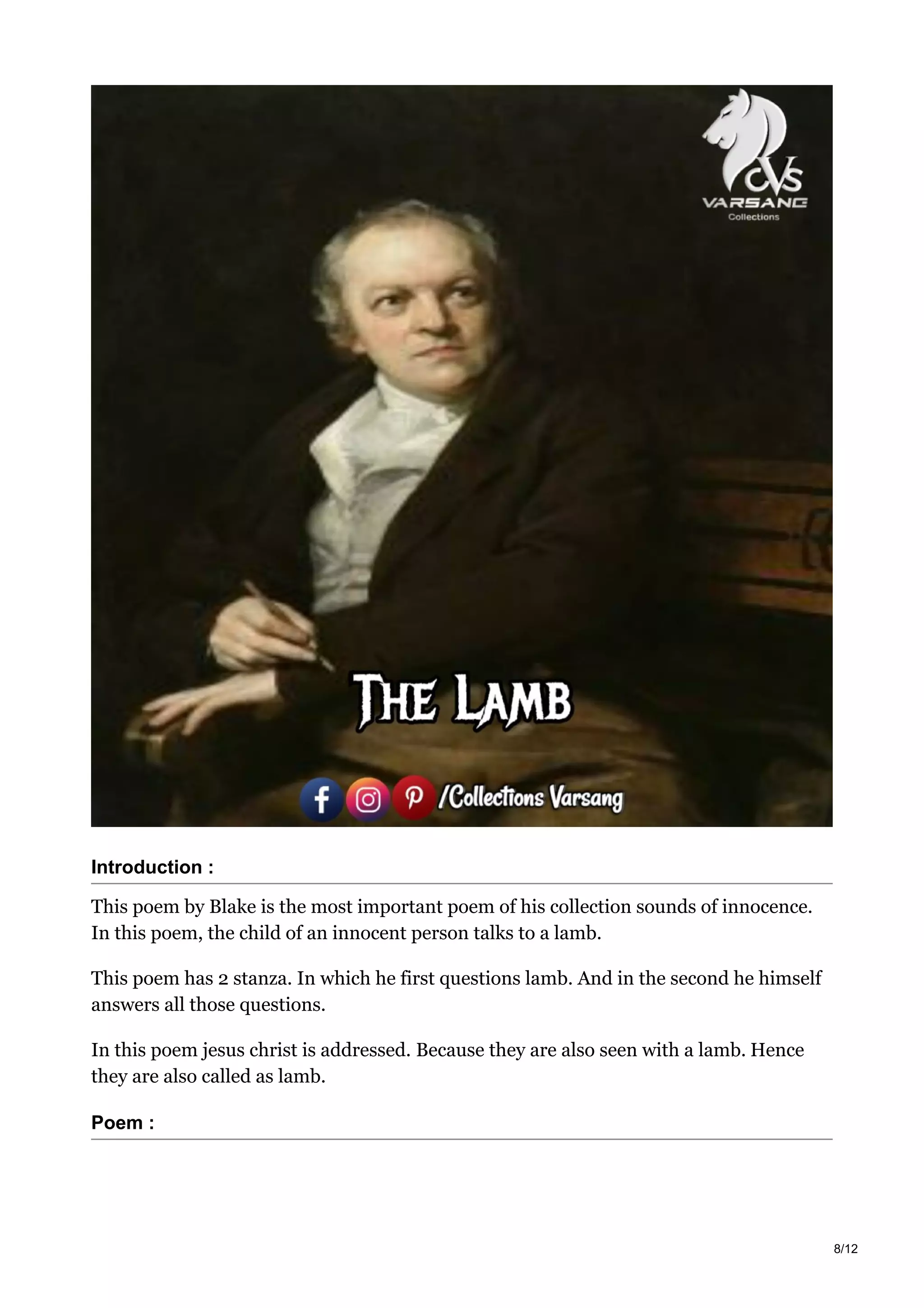 5 william blake poems biography intro theme | PDF