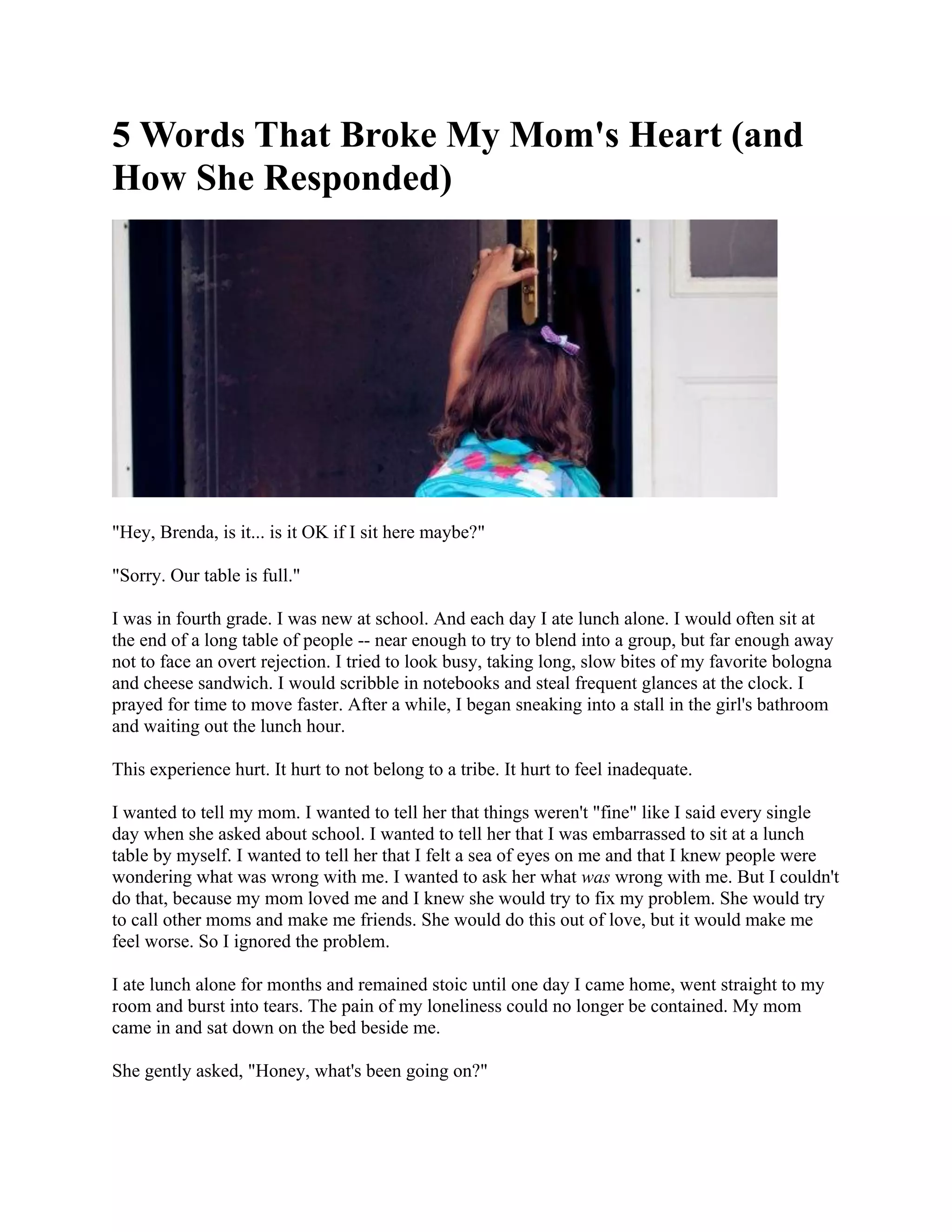 5 words that broke my mom's heart (and how she responded) | PDF