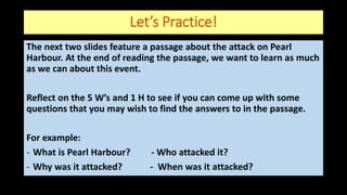 5 w’s and 1 h reading practice | PPTX
