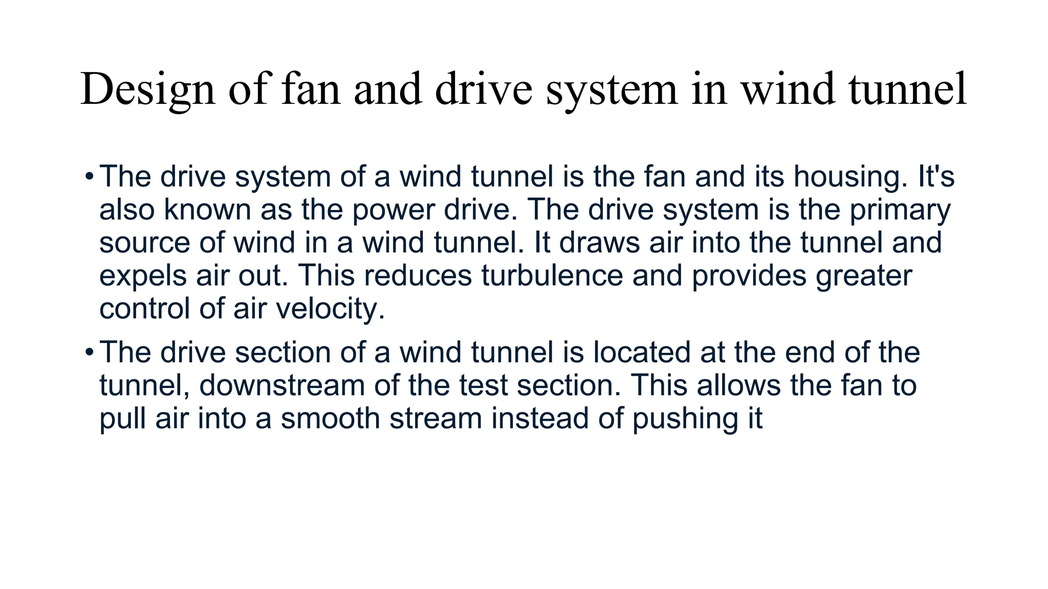 Design of fan and drive system in wind tunnel | PDF