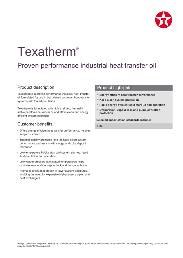 Texaco Texatherm - Fornid - Olio Diatermico | PDF | Chemistry | Science