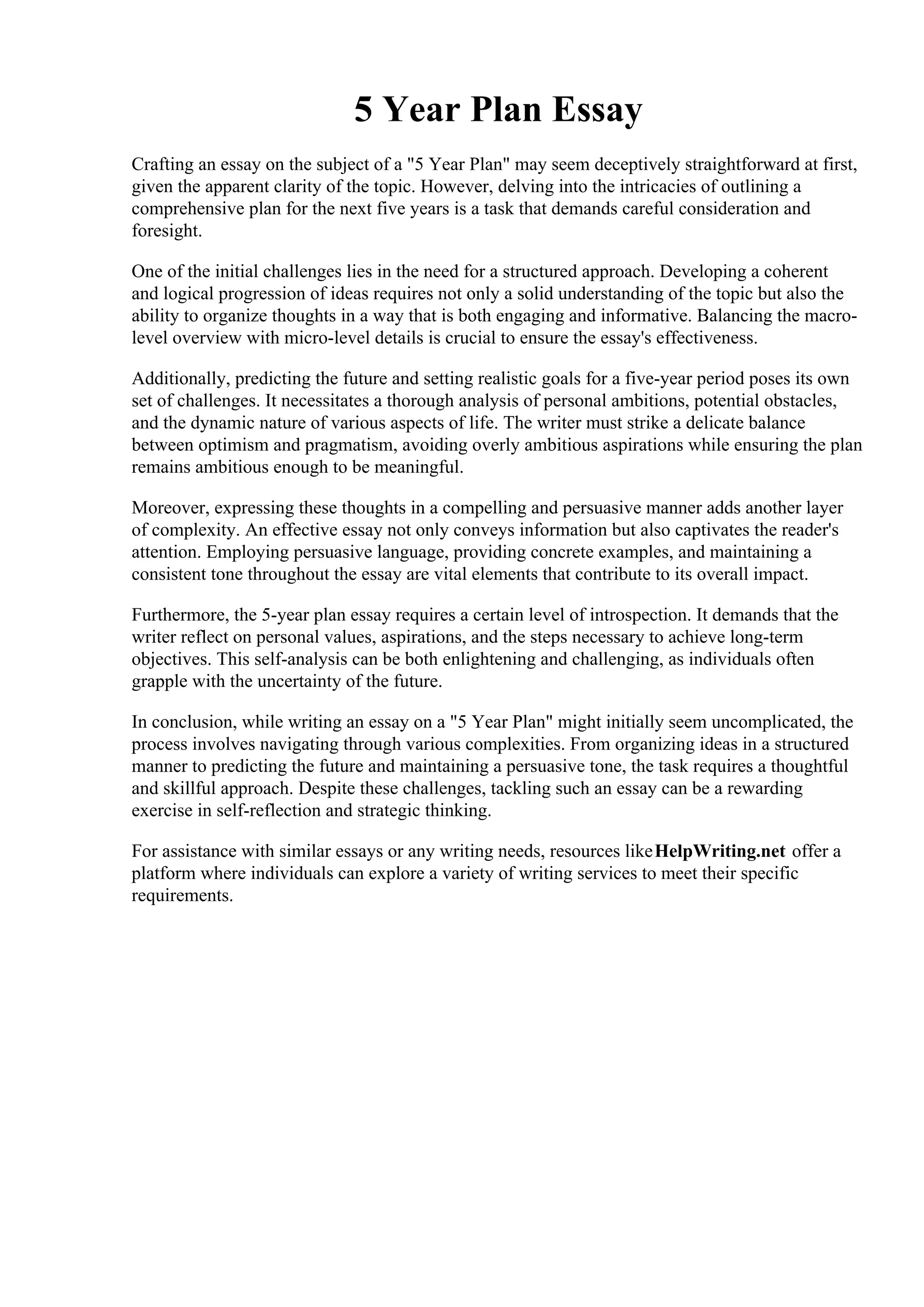 5 Year Plan Essay How To Write A Five Year Plan 15 Steps With