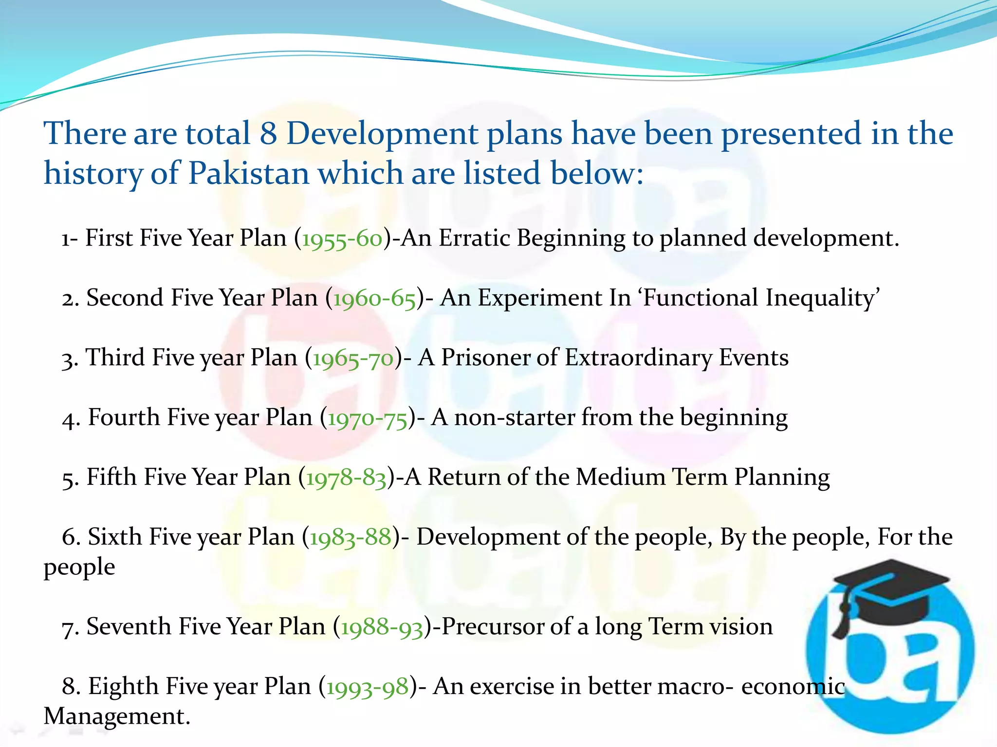5 year plans of pakistan by brands academy | PPTX
