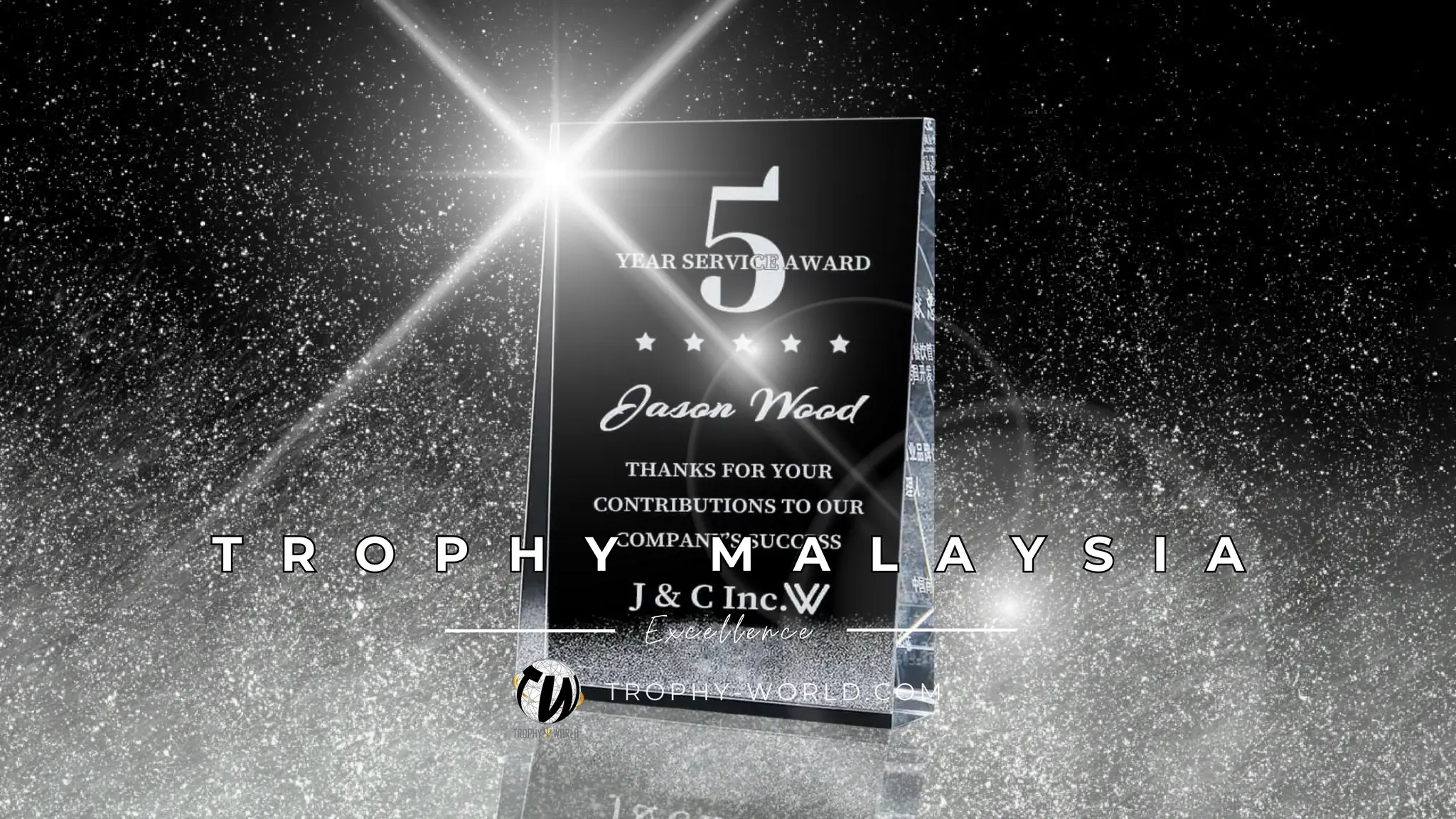 5 Years service award Crystal Plaques at Trophy-World Malaysia | Custom ...