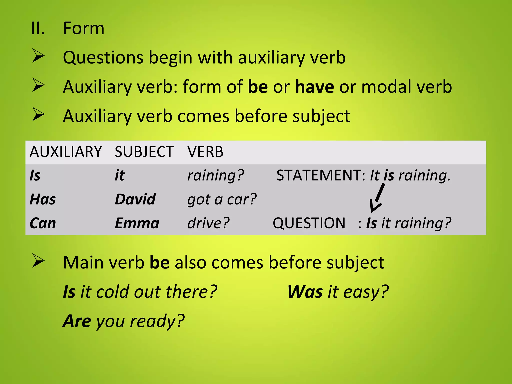 yes no and wh questions | PPT