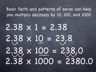 6-1 Mental Math: Multiplying Decimals by 10, 100, 1000 | PDF