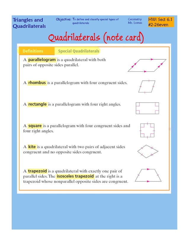6 1 classify quadrilaterals | PDF