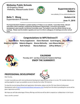 Superintendent's Bulletin 6 11-10 | PDF | Education