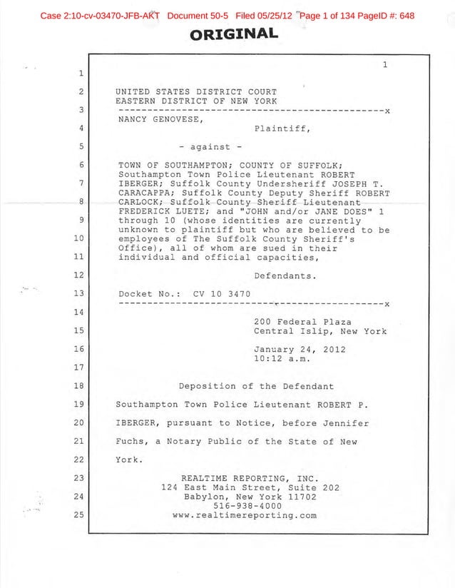 Ex D: Deposition of Southampton Police Lieutenant Robert Iberger | PDF