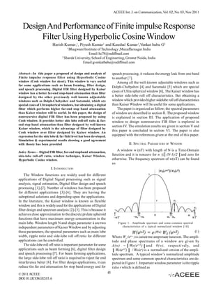 Design And Performance of Finite impulse Response Filter Using Hyperbolic Cosine Window | PDF ...