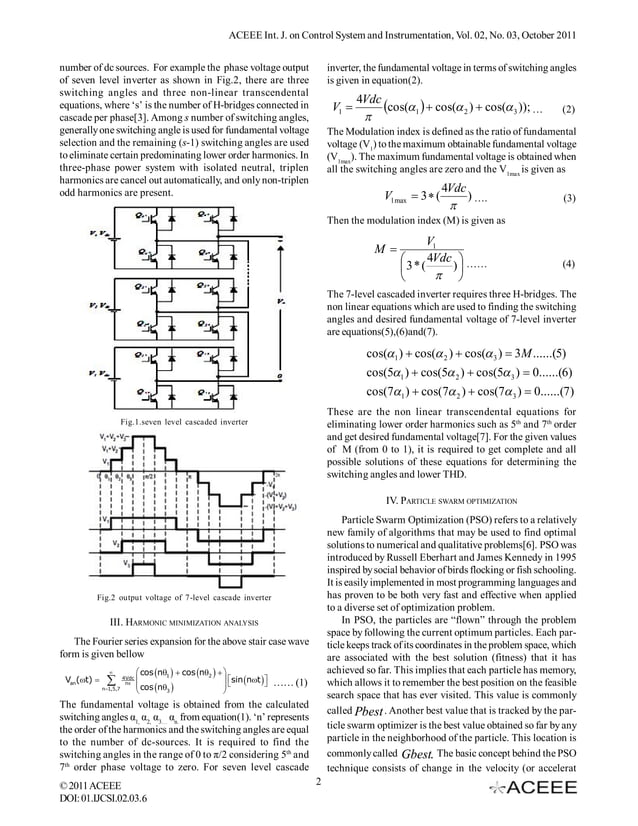 Harmonic Minimization In Multilevel Inverters By Using PSO | PDF