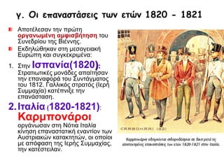 Ενότητα 6. Τα επαναστατικά κινήματα των ετών 1820-1821 στην Ευρώπη | PPSX