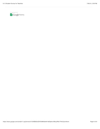 6-12 student survey for teachers | PDF