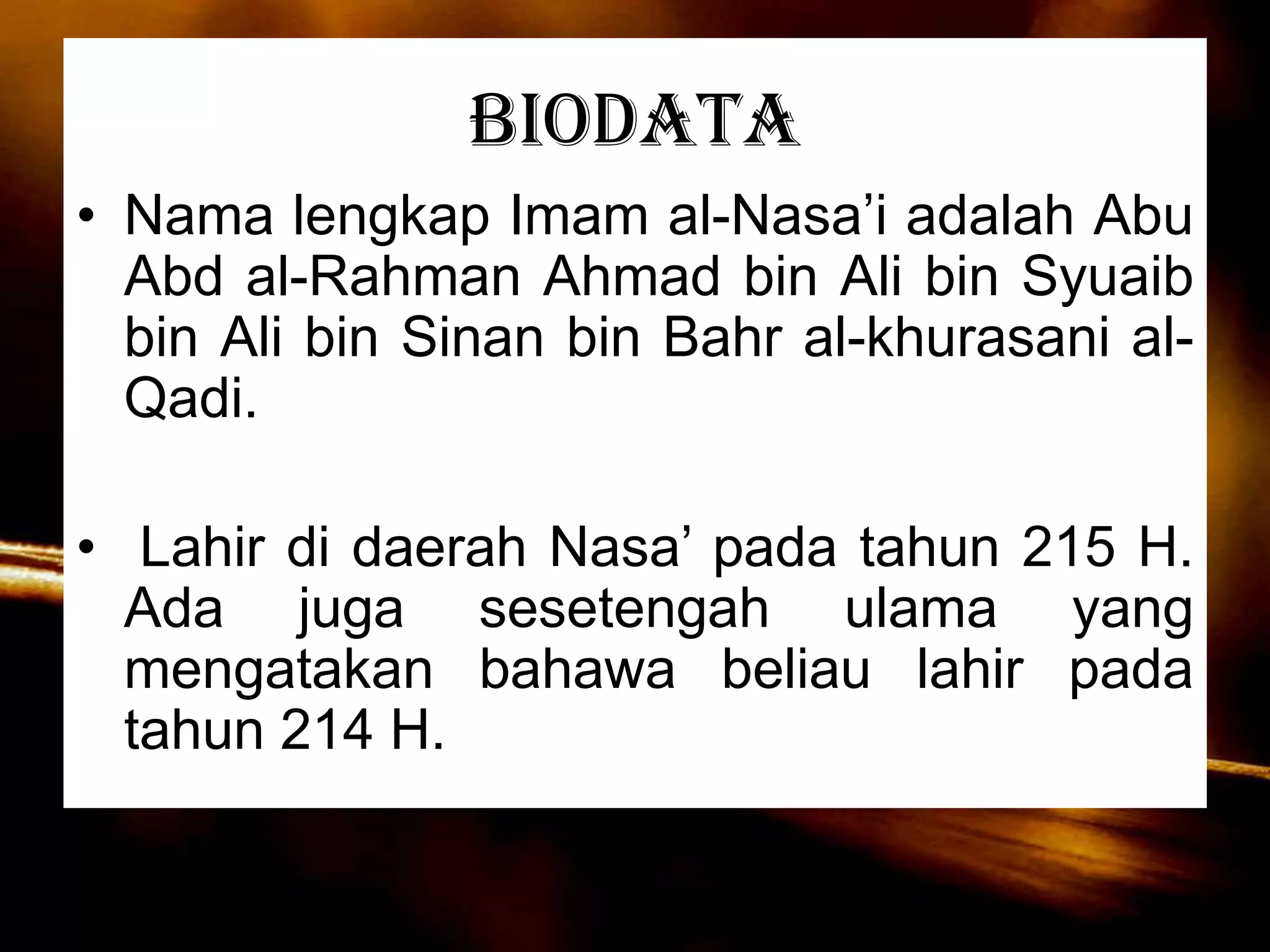 6.9.2012 imam an-nasa'i | PPTX