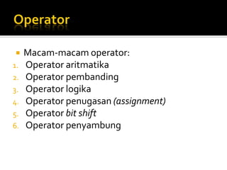 6. variabel, tipe data, dan operator pada vb | PPTX