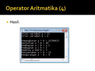 6. variabel, tipe data, dan operator pada vb | PPTX