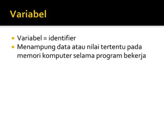 6. variabel, tipe data, dan operator pada vb | PPTX