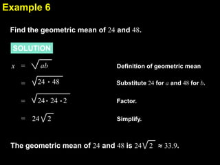6.1 ratios, proportions, and the geometric mean | PPTX