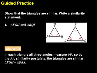 6.4 prove triangles similar by aa | PPTX