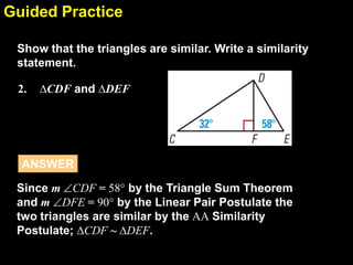 6.4 prove triangles similar by aa | PPTX