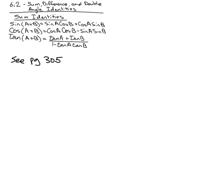 6.2 sum, difference, and double angle identities | PPT