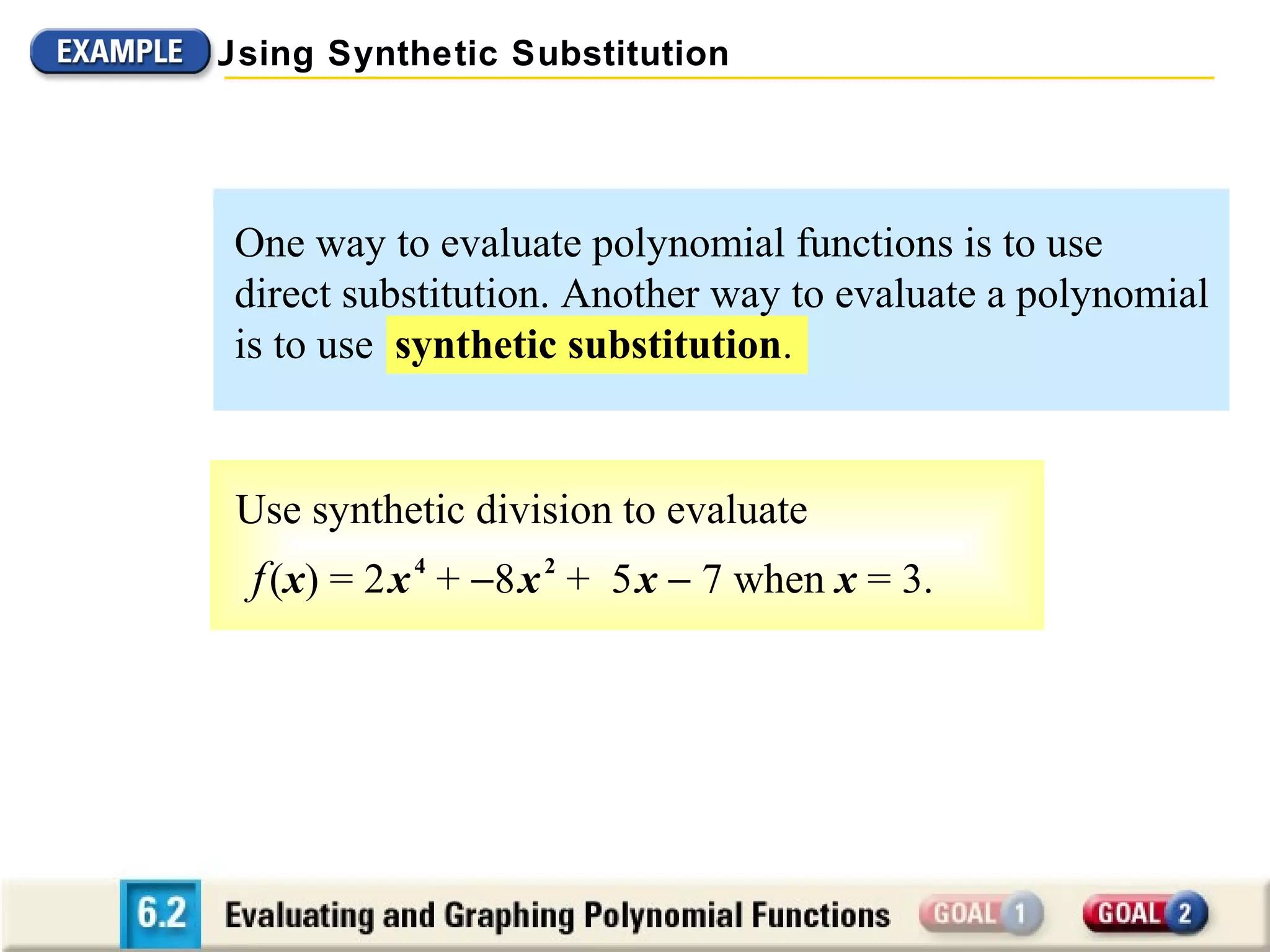 Evaluating and Graphing Polynomial Functions | PPT