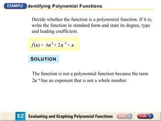 Evaluating and Graphing Polynomial Functions | PPT