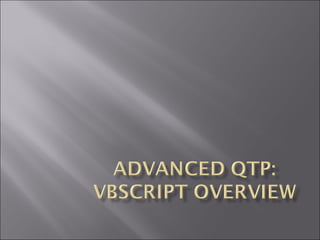 VB Script Overview | PPT | Web Development | Internet