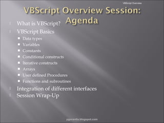 VB Script Overview | PPT | Web Development | Internet