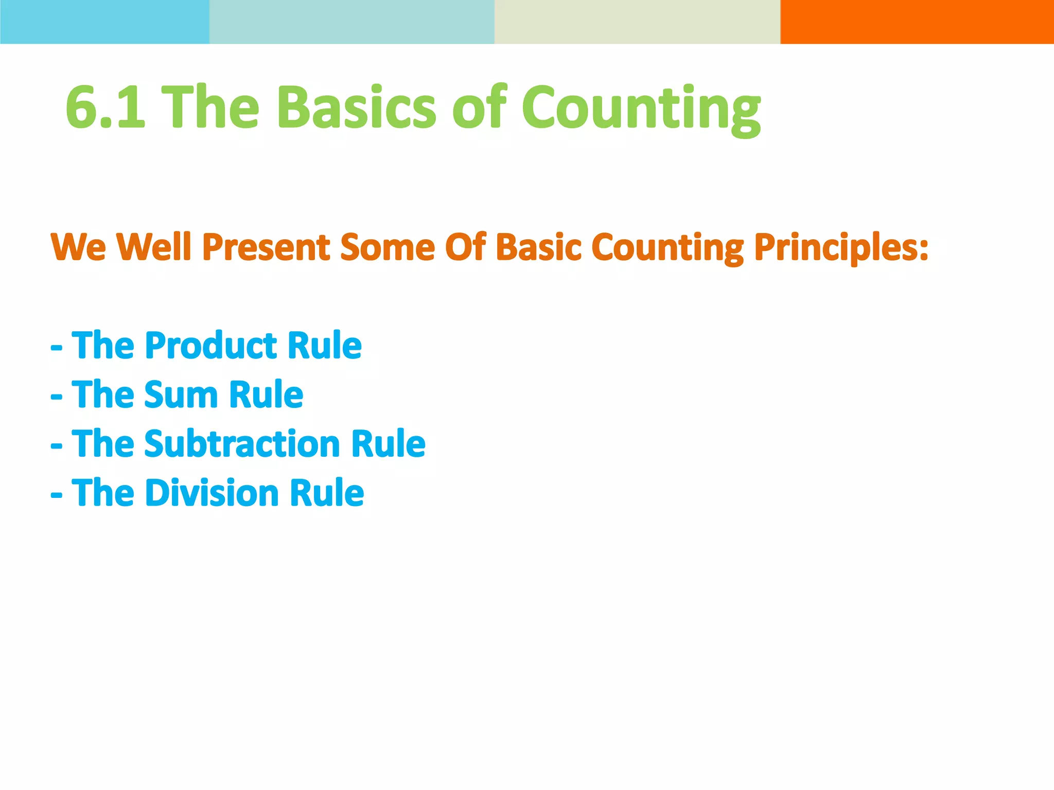 Fundamental principle of counting- ch 6 - Discrete Mathematics | PPTX