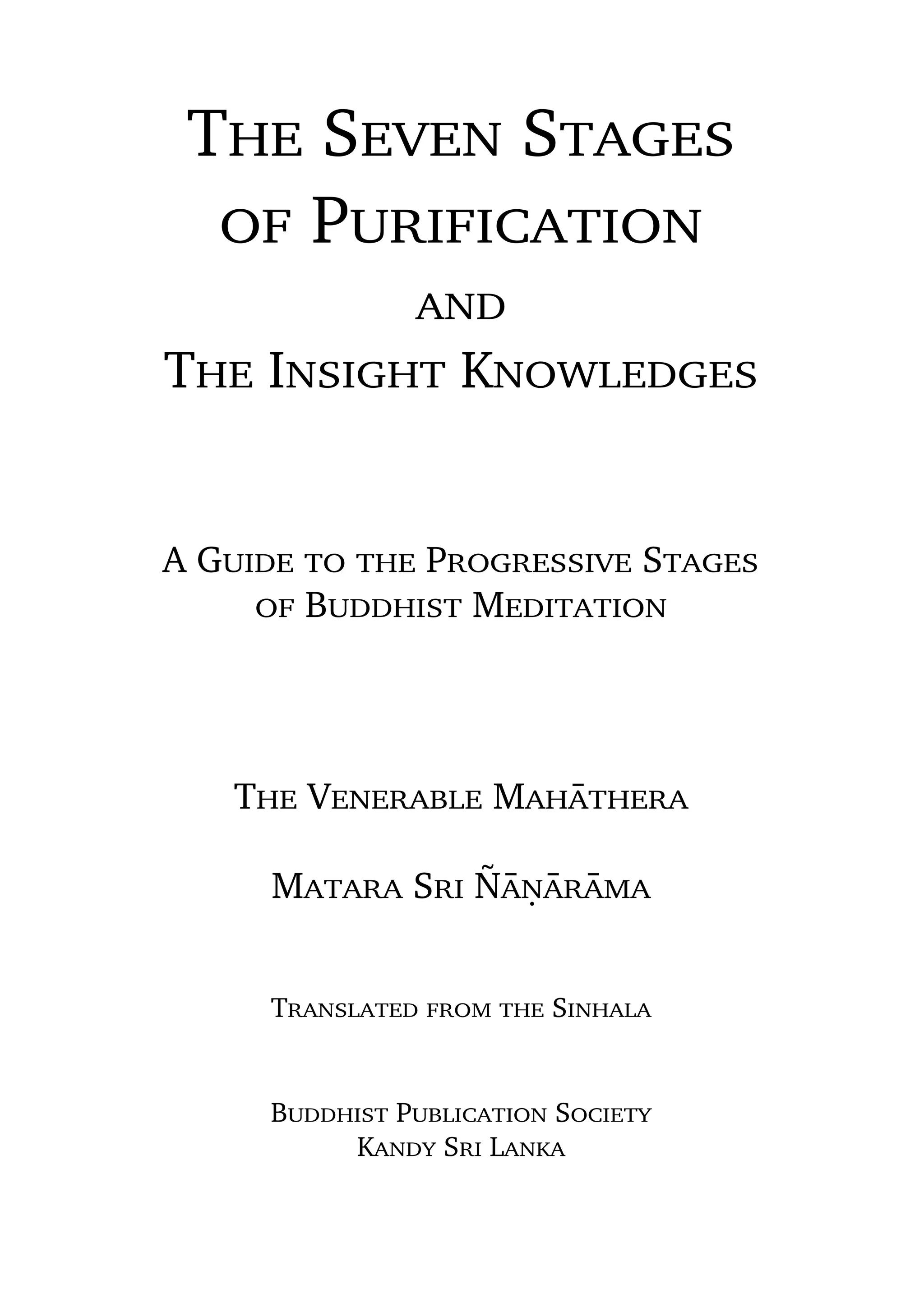 6. seven stages of purification & insight knowledges — ven. matara sri ...