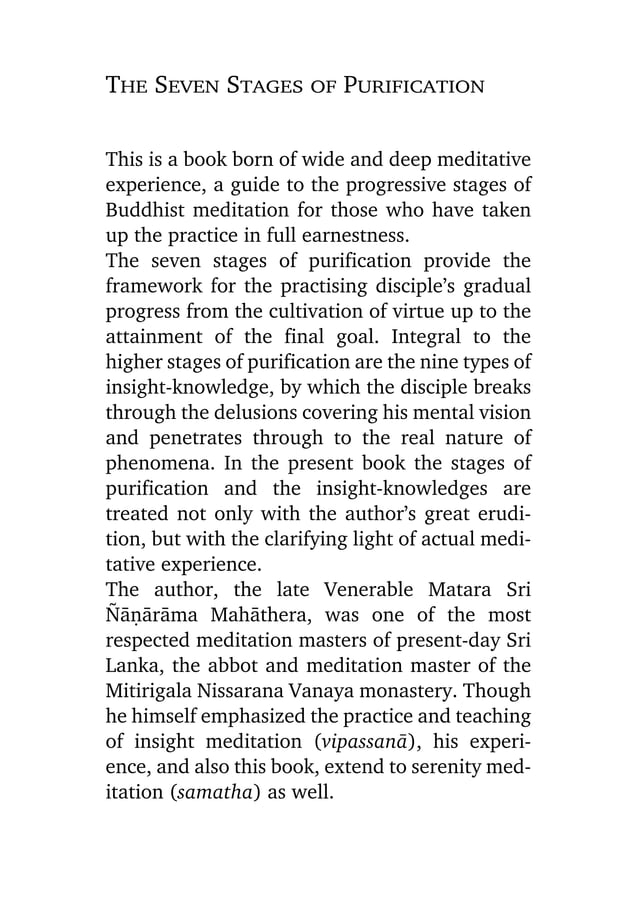 6. seven stages of purification & insight knowledges — ven. matara sri ...