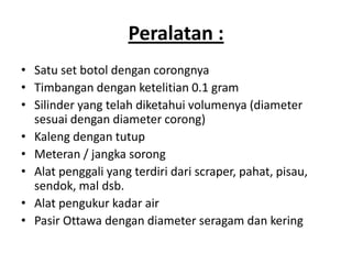 Laboratorium Uji Tanah - Percobaan Kerucut Pasir | PPTX