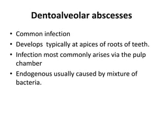 infections of pulp, periapical tissues,ludwig angina, osteomyelitis ...