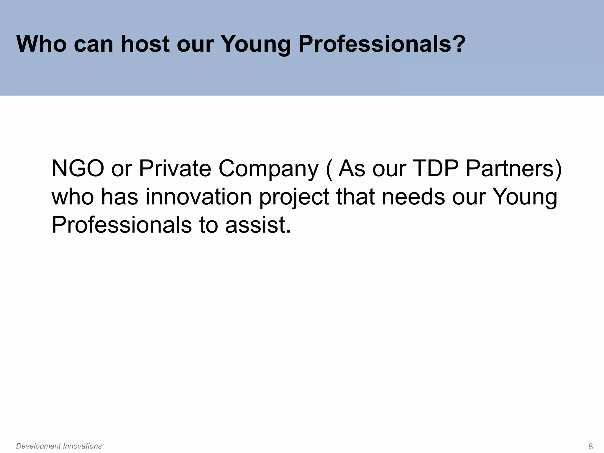 Talent Development Program - Development Innovations Orientation | PPT