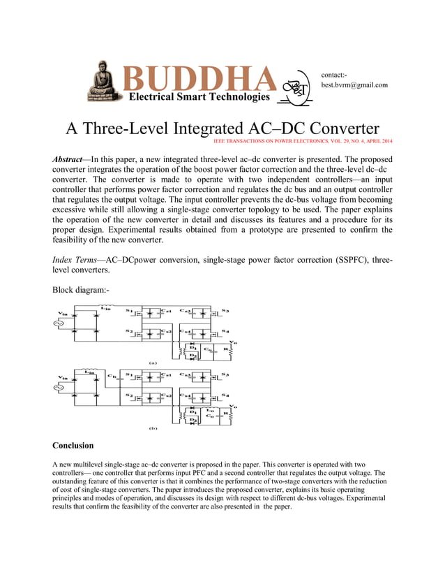 A Three-Level Integrated AC–DC Converter | PDF | Consumer Electronics | Technology & Computing